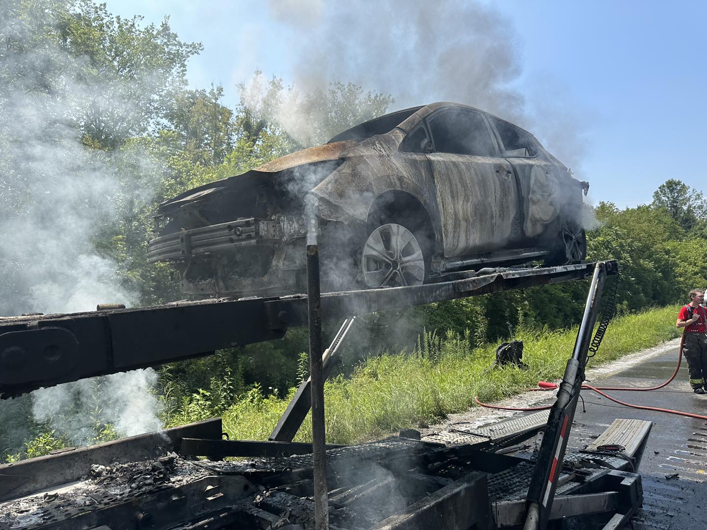 Update on Car Hauler Fire on Wednesday; Electric Car Battery Ruptured ...