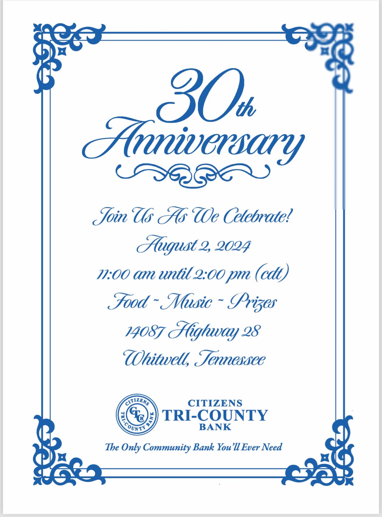Citizens Tri-County Bank Celebrating 30 Years in Whitwell - SValleyNow ...